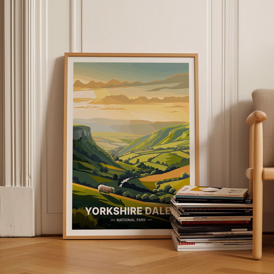 Yorkshire Dales National Park Travel Poster, England Landscape Wall Art ...