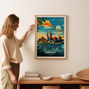 Buffalo Travel Poster, USA Cityscape Art, Home Decor, Adventure Wall ...