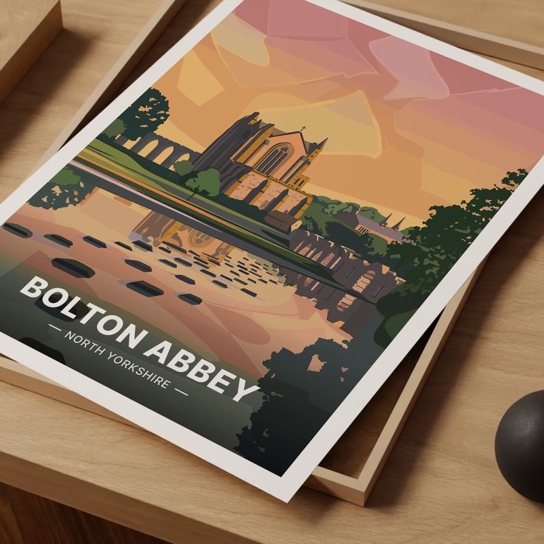 Bolton Abbey North Yorkshire Poster, Vintage-style Travel Art, Dales ...