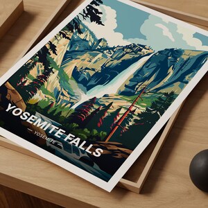 Yosemite Falls Travel Poster, Scenic California Landscape Art, Nature ...