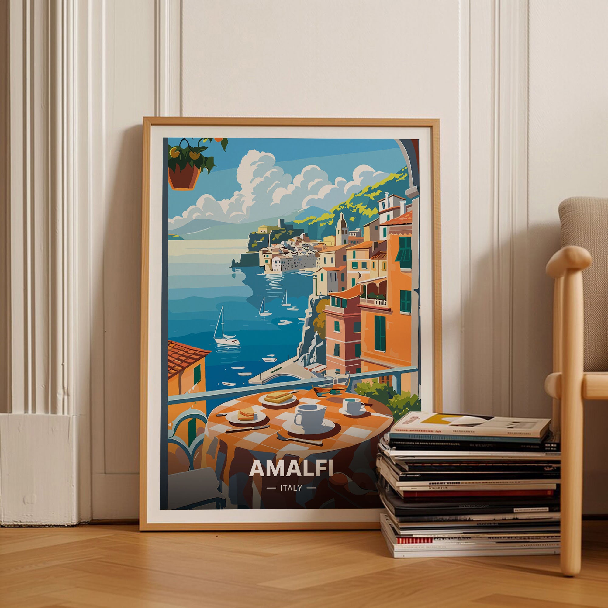 Amalfi Coast Scenic Landscape Poster, Italy Travel Art, Coastal Wall ...