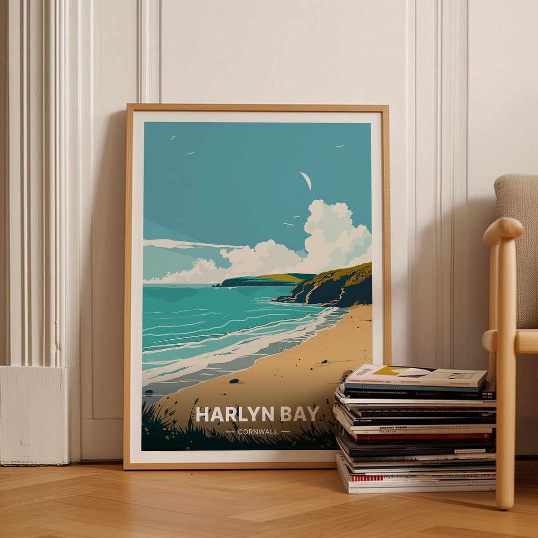 Harlyn Bay Cornwall Poster, Vintage Travel Wall Art, Coastal Decor ...