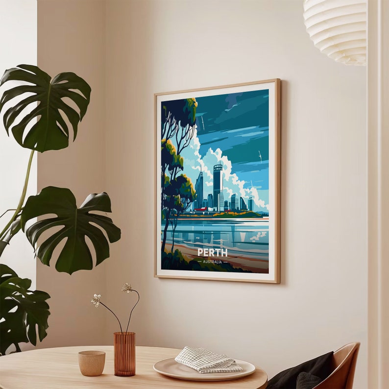 Perth Australia Skyline Art Print, Travel Poster, C20-366 - Etsy Australia