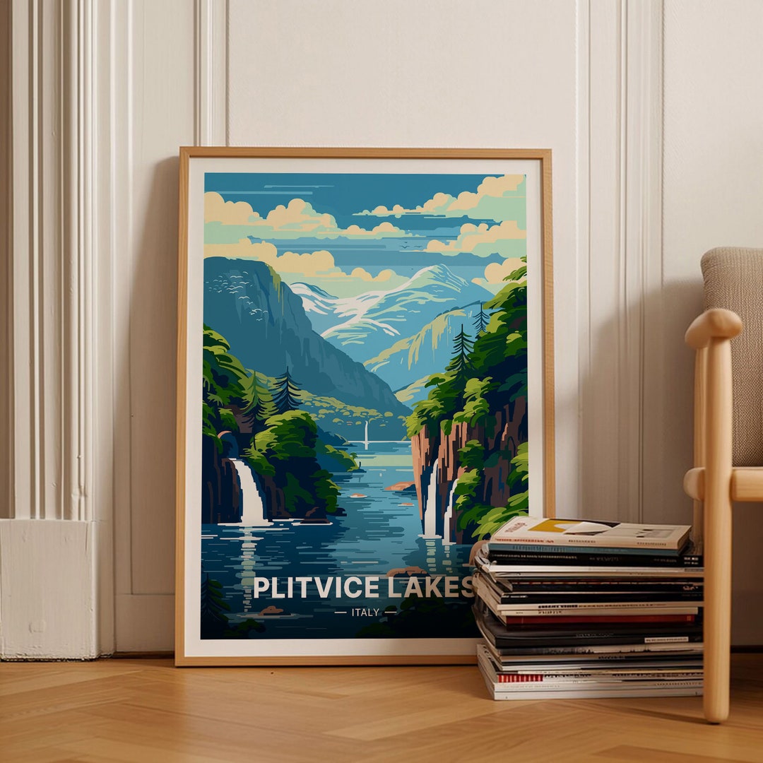 Plitvice Lakes National Park Art Poster, Croatia Travel Print, C20-614 ...
