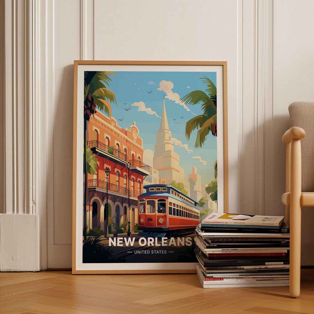 New Orleans Travel Poster, Traditional Louisiana Wall Art, Unique USA ...
