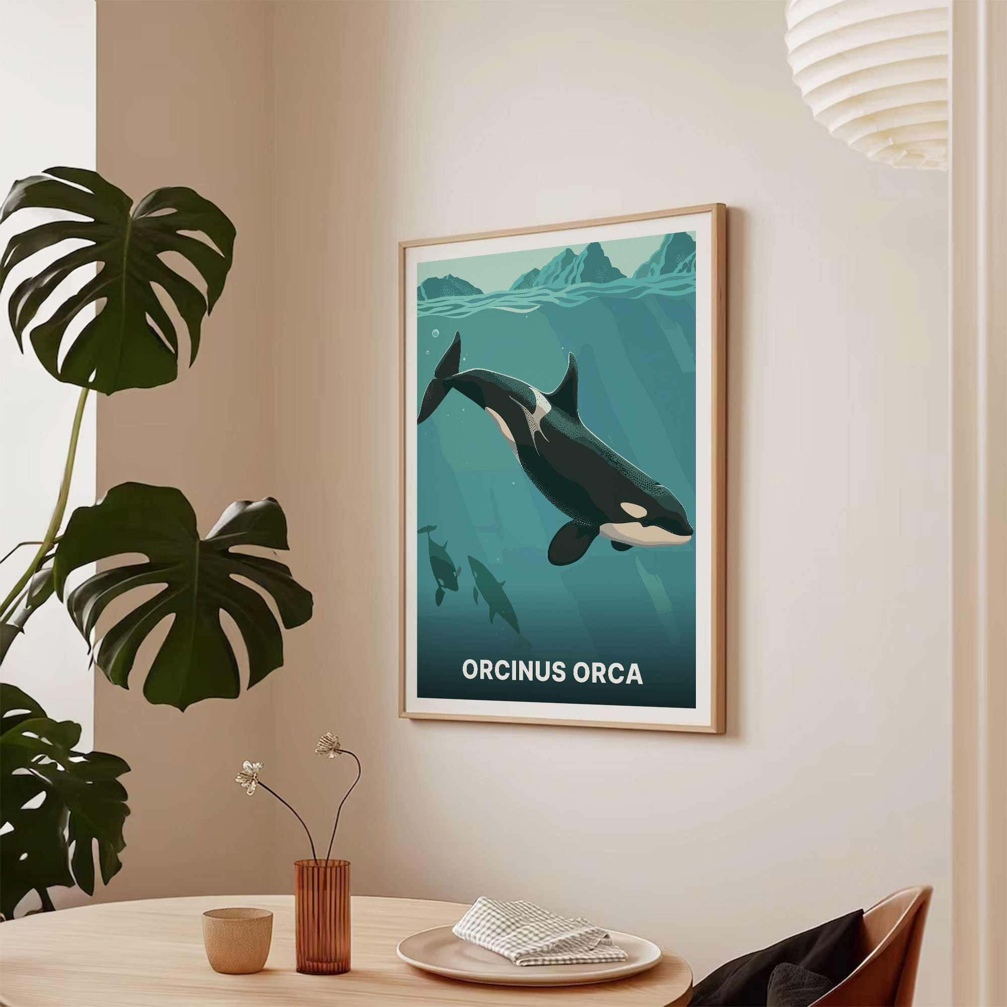 Orca Killer Whale Poster, Nautical Ocean Theme, Minimalist Sea Life Art ...