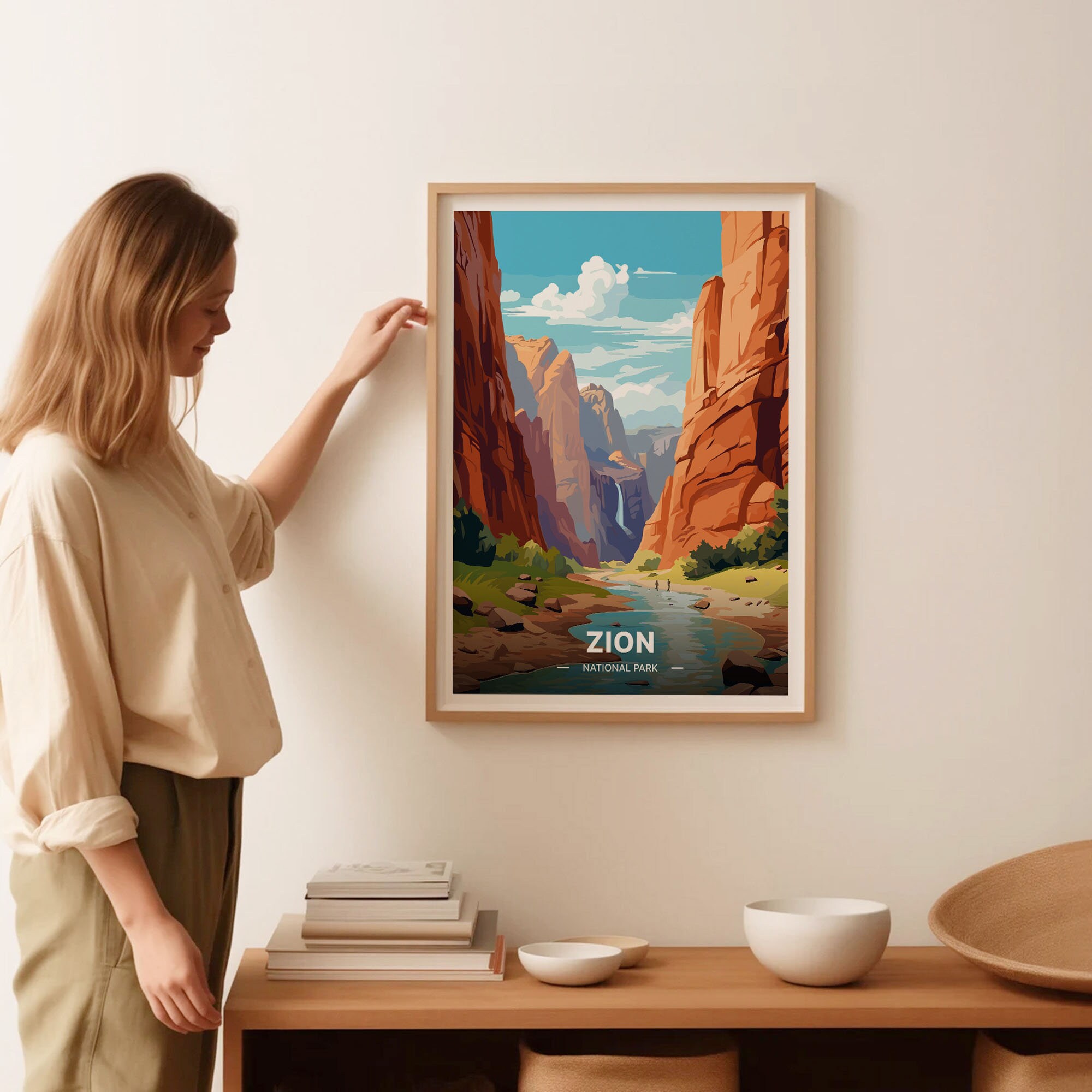 Zion National Park Poster, Utah Travel Wall Art, Scenic National Parks ...