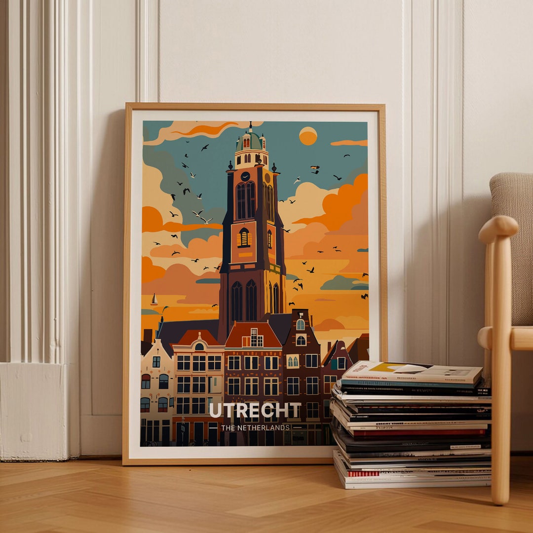 Utrecht Cityscape Travel Poster, Modern Wall Art, Home Decor, Office ...