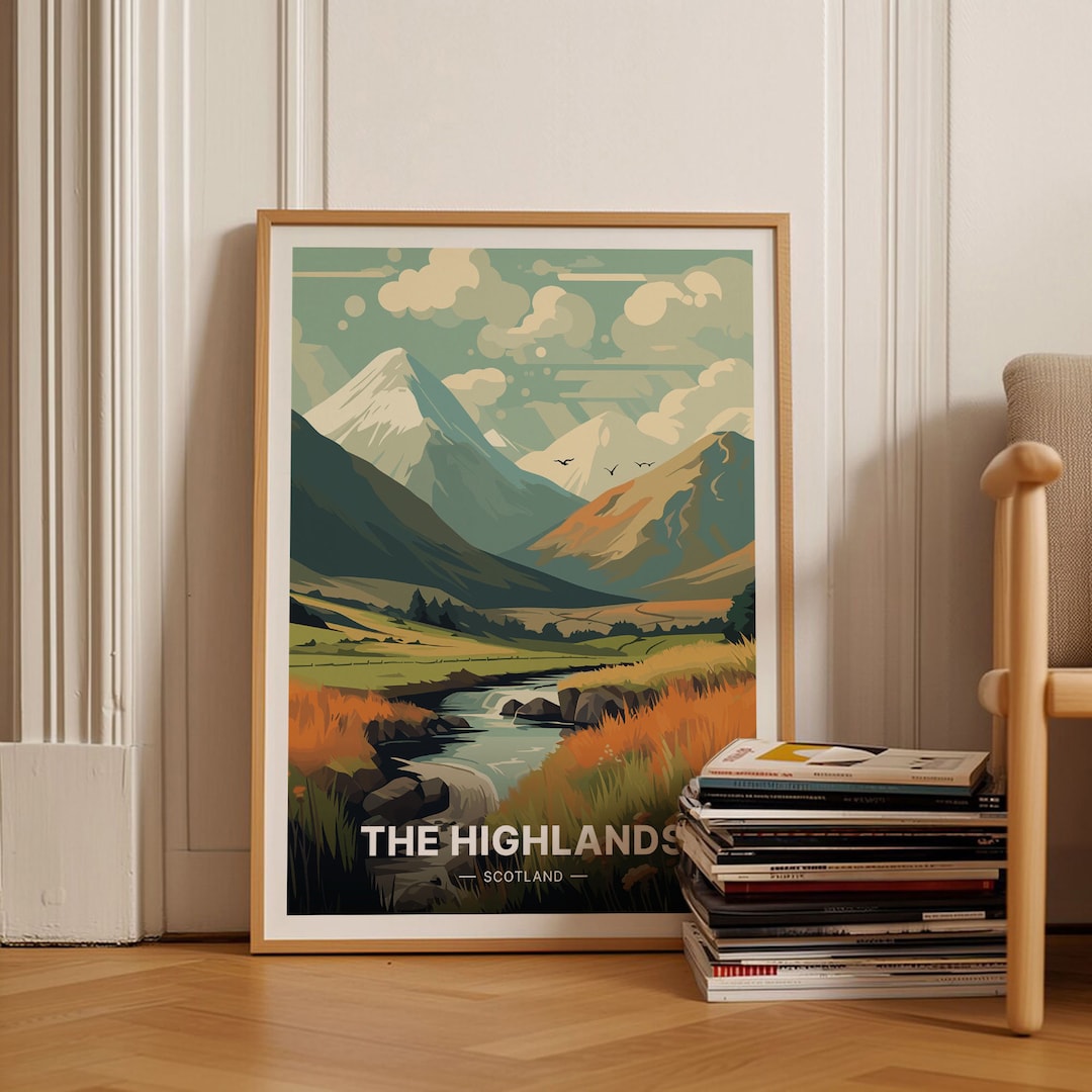 Scottish Highlands Travel Poster, Wall Art for Home & Office Decor ...