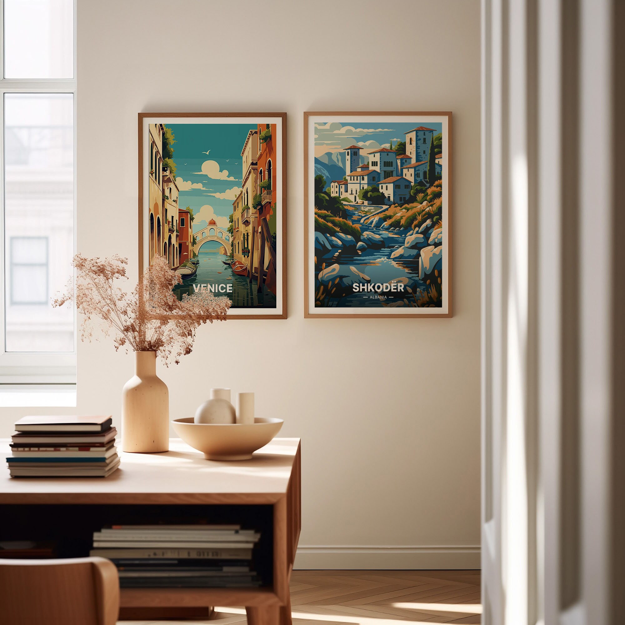 Shkodër Albania Cityscape Poster, Travel Wall Art Decor, Unique ...