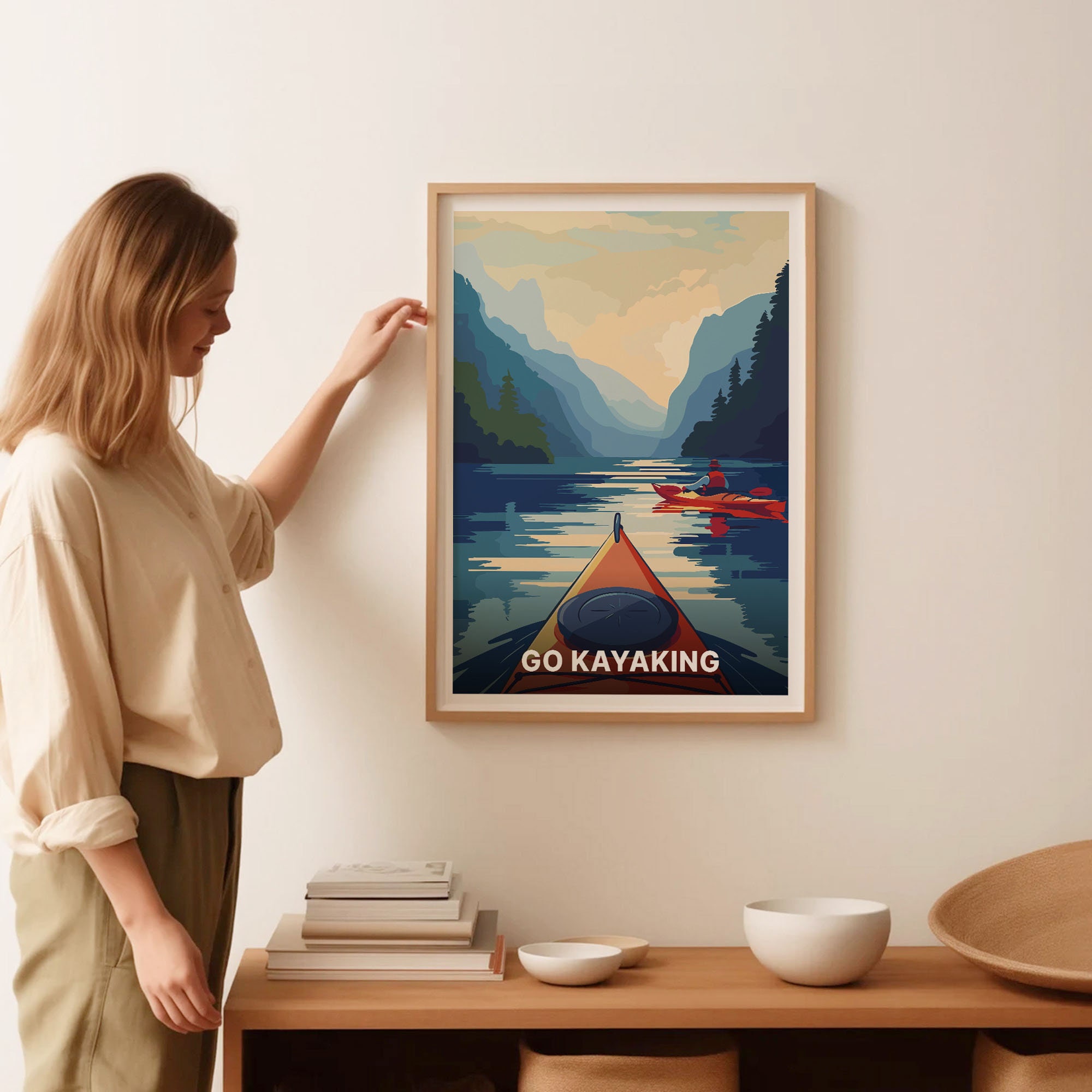 Kayaking Adventure Travel Poster, Canoe Wall Art, National Park Nature ...