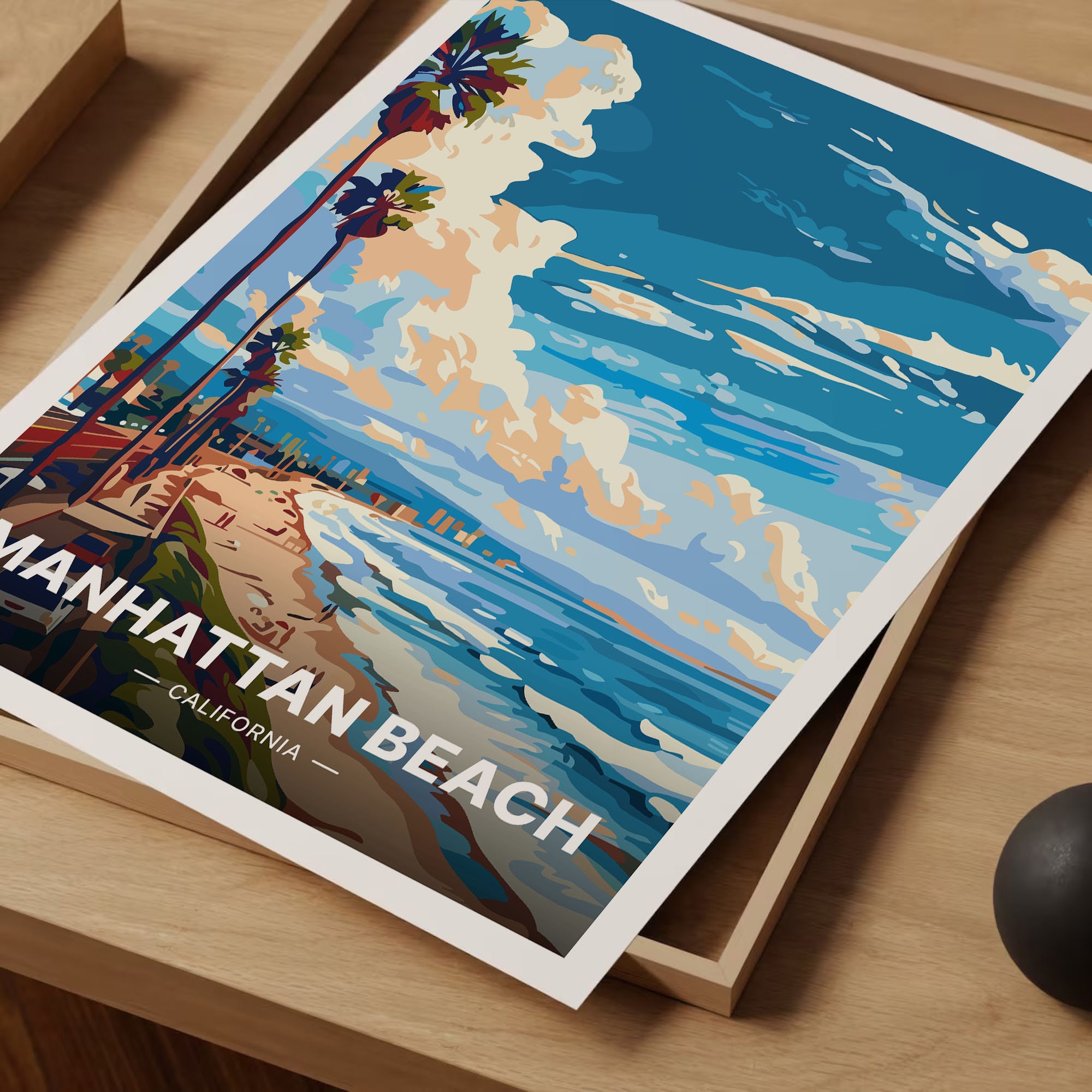 California Coastal Decor, Manhattan Beach Travel Poster, Wall Art for ...