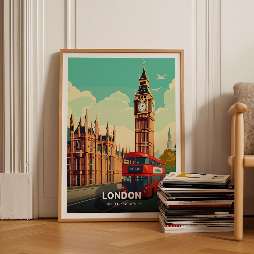 London Big Ben and Bridge Poster, England Travel Wall Art, United ...