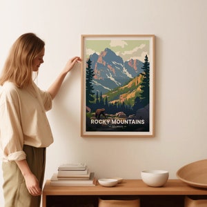 Rocky Mountains Travel Poster, Colorado Landscape Wall Art, National ...