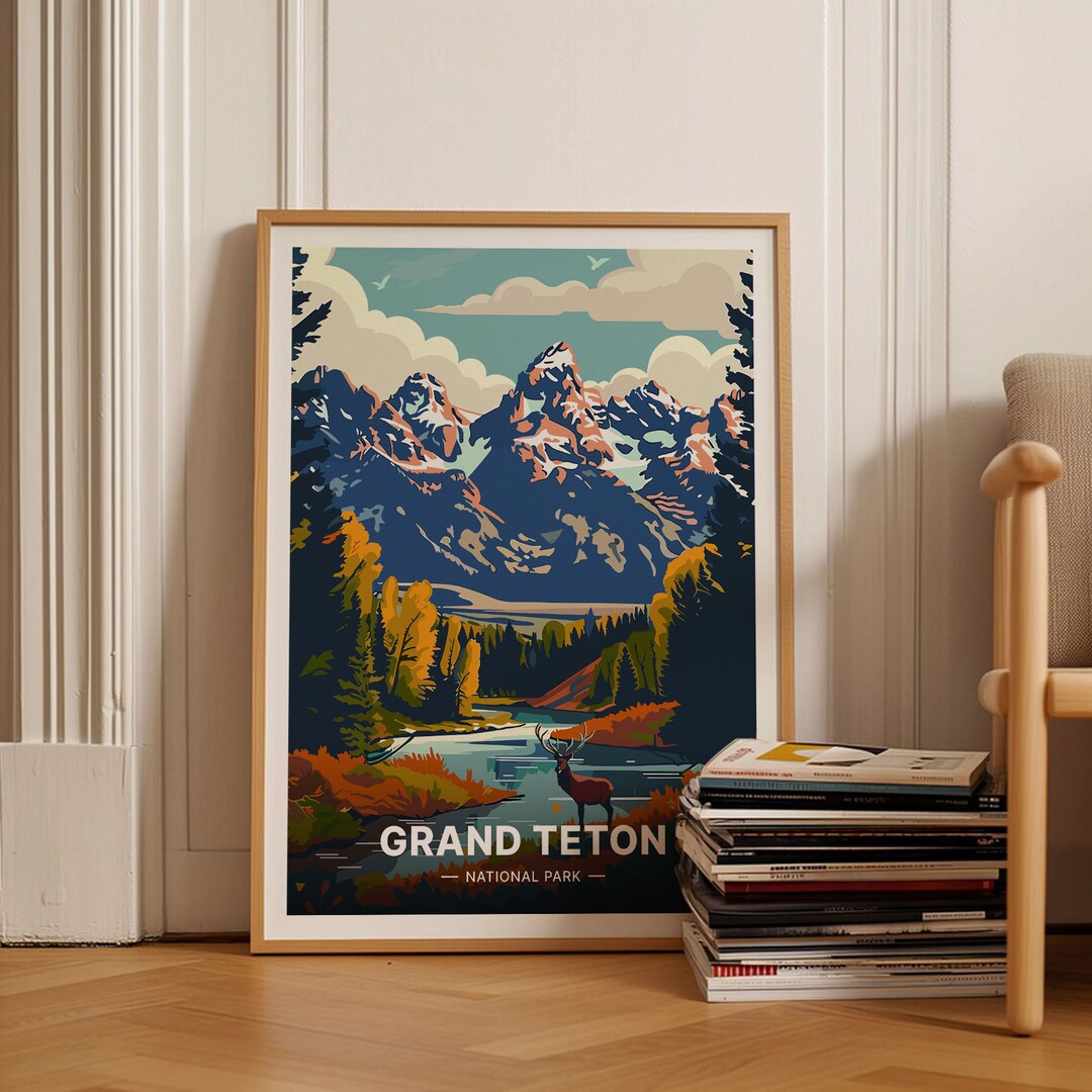 Grand Teton National Park Poster, Scenic Travel Wall Art, Ideal for ...