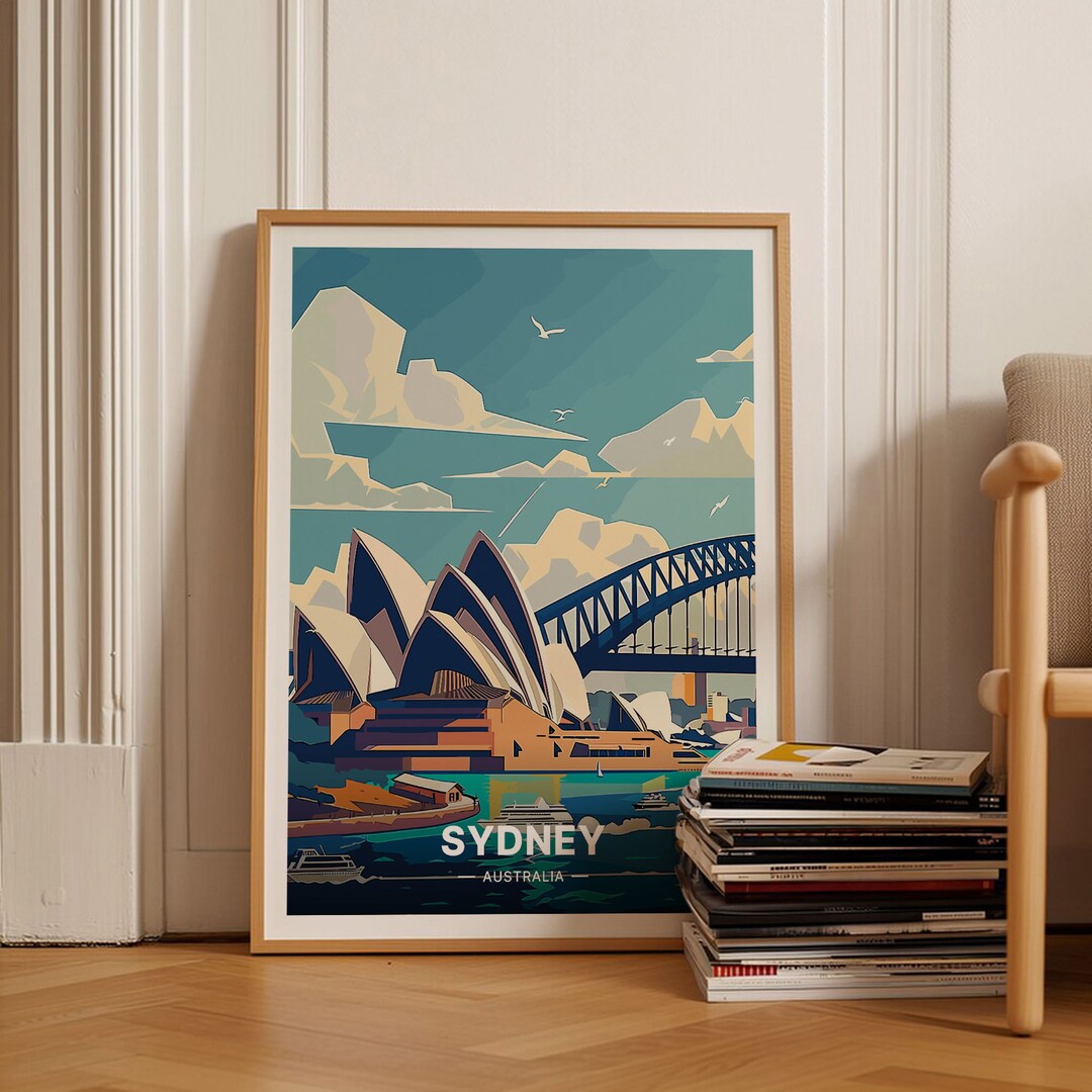 Sydney Skyline Poster, Australia Travel Wall Art, Cityscape Home Decor ...