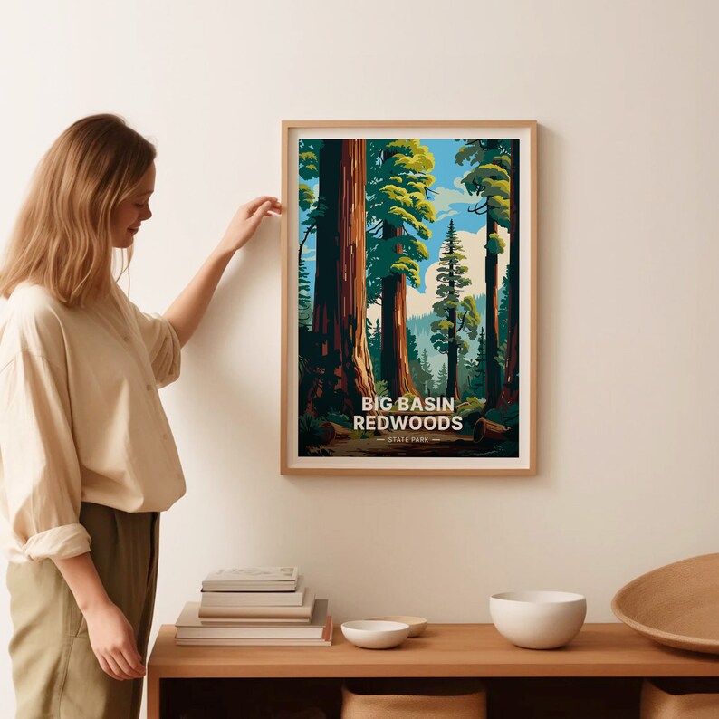 California Redwoods Poster, Travel Wall Art, Adventure Decor, C20-1251 ...