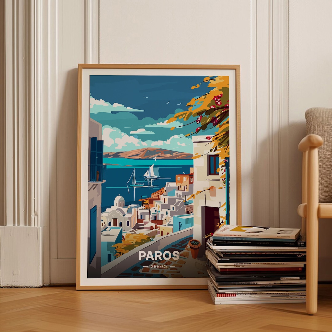 Paros Greece Travel Poster, Wall Art for Home Decor, Greek Island ...