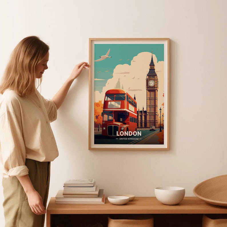 London Travel Poster, United Kingdom Decor, Big Ben Artwork, Unique ...