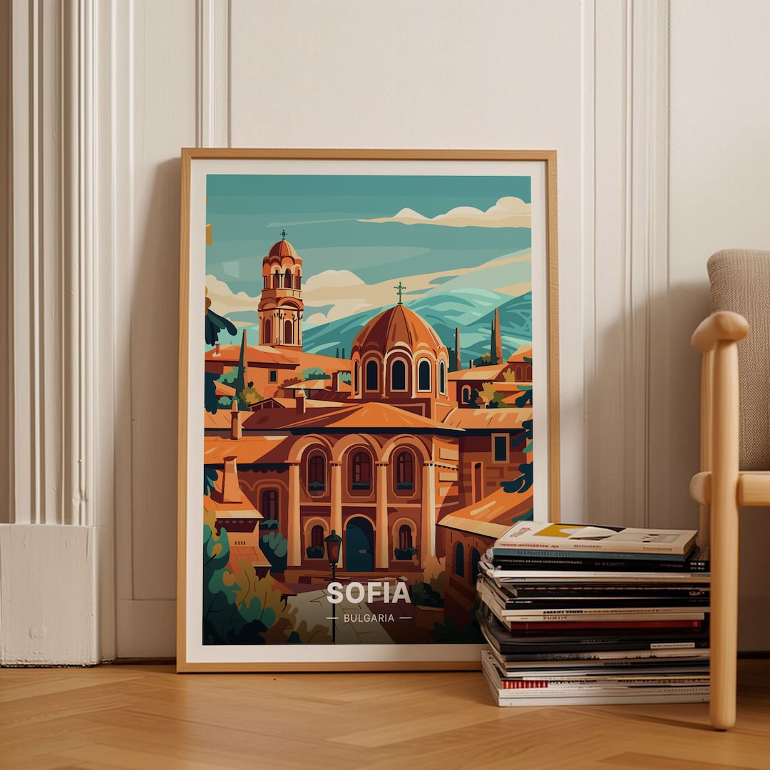 Sofia Bulgaria Travel Poster, Balkan Art, Home Decor, St. Alexander ...