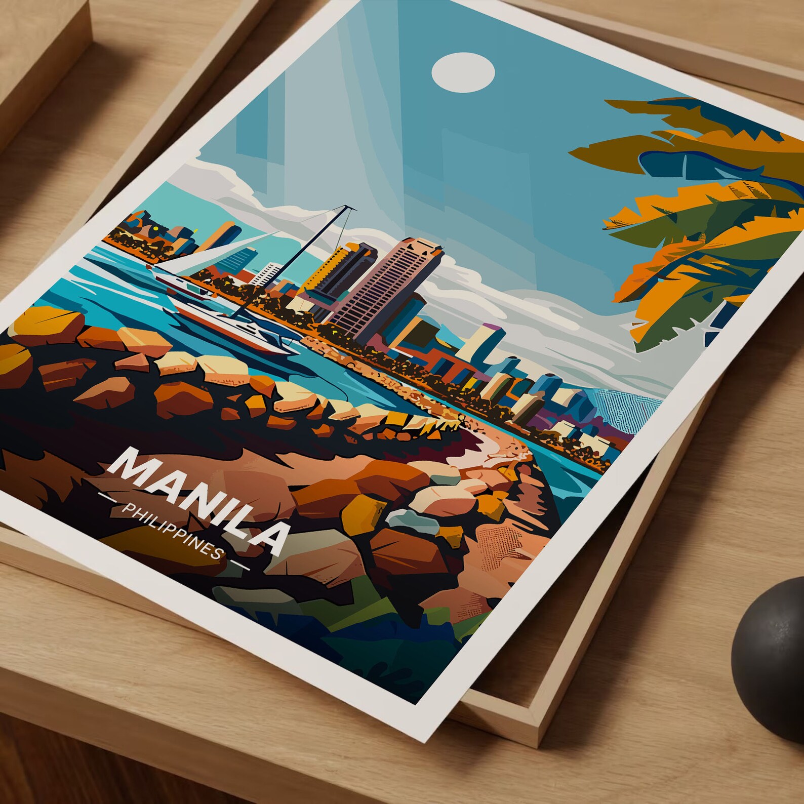 Manila Philippines Travel Poster, Modern City Skyline Art, C20-851 - Etsy