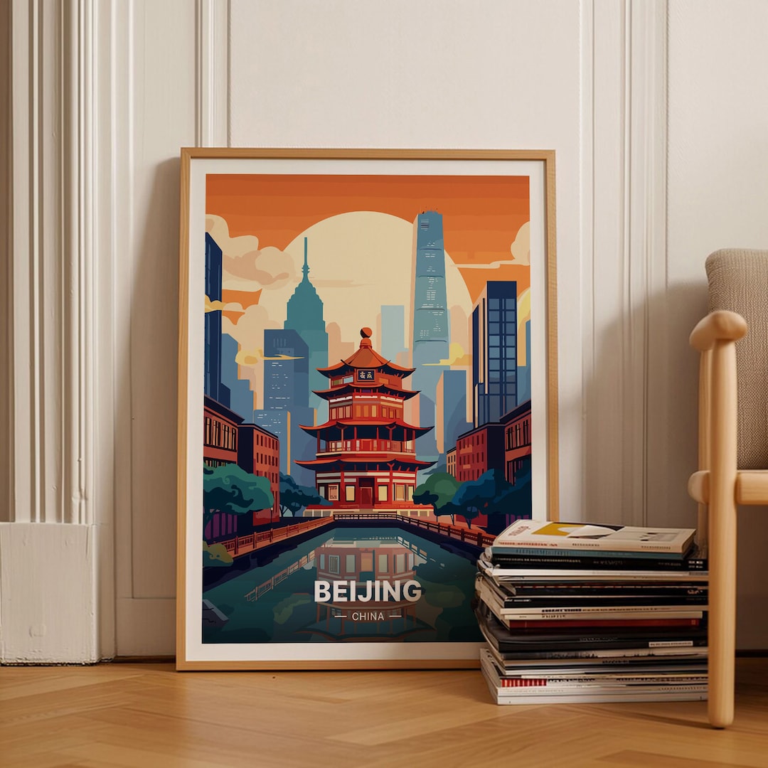 Beijing Cityscape Travel Poster, China Landmarks Wall Art, Home Office ...