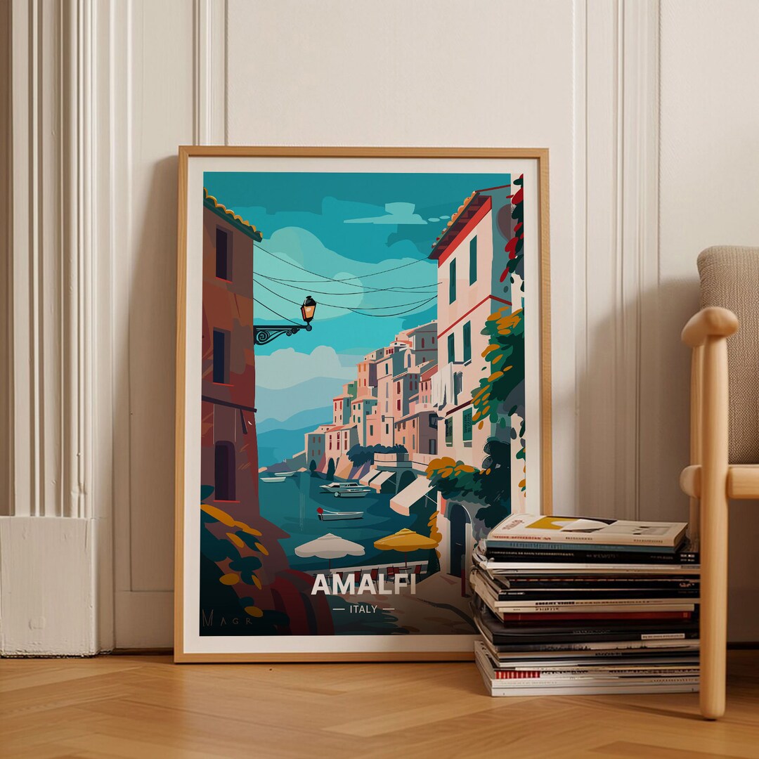 Amalfi Coast Travel Poster, Italy Landscape Wall Art, Home Decor ...