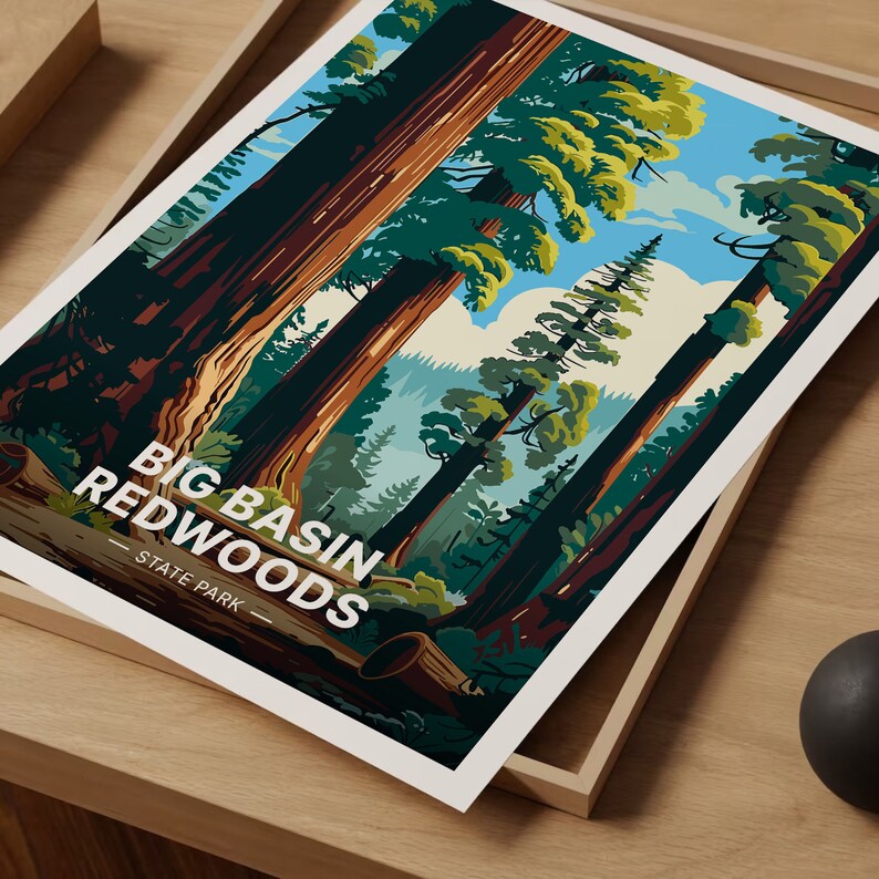California Redwoods Poster, Travel Wall Art, Adventure Decor, C20-1251 ...