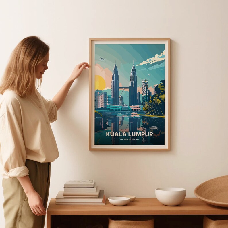 Kuala Lumpur Skyline Art Poster, Malaysia Travel Print, C20-489 - Etsy