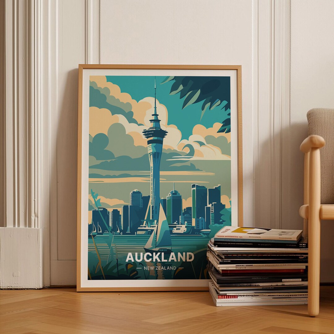 Auckland New Zealand Skyline Poster, Cityscape Wall Art, C20-476 - Etsy