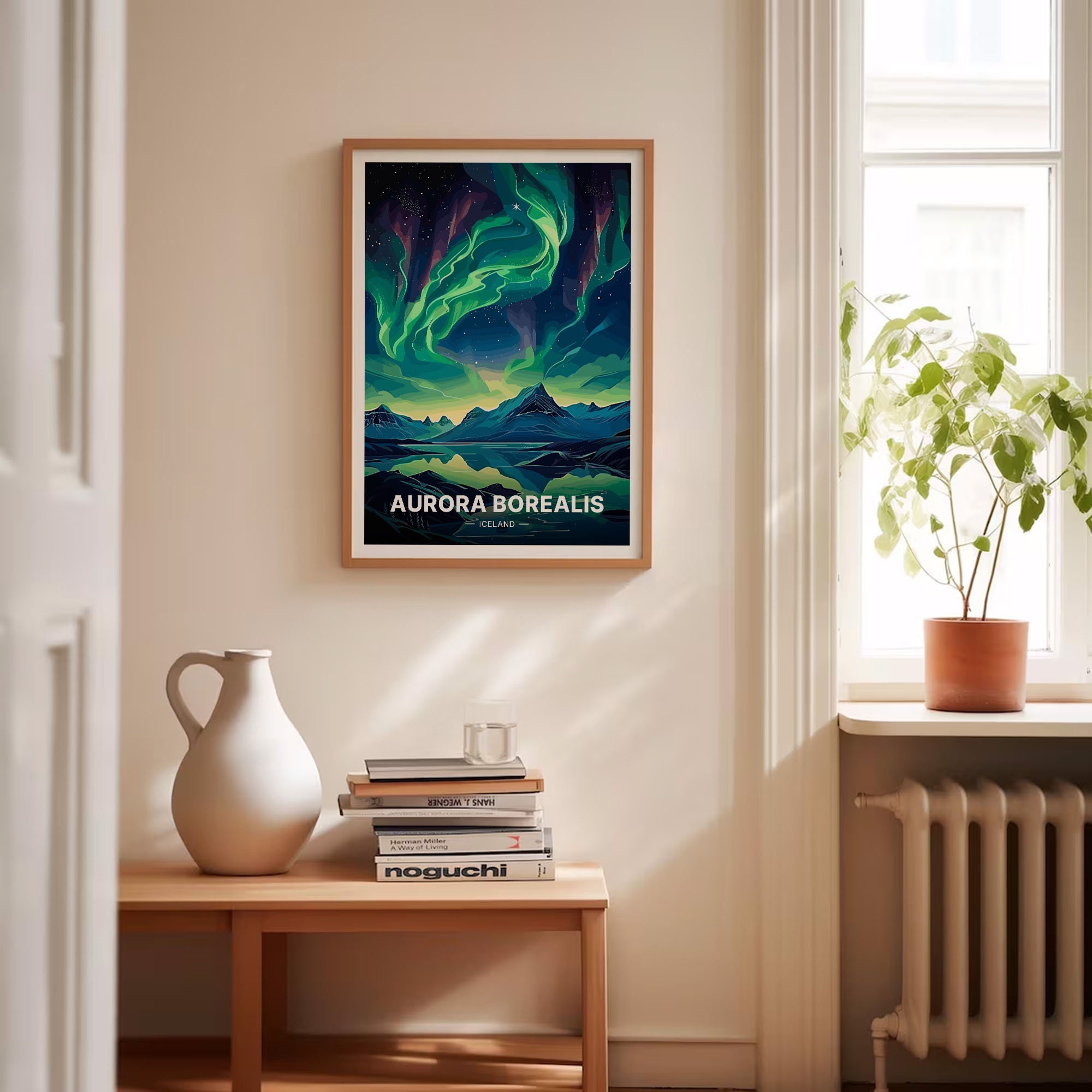 Aurora Borealis Poster, Northern Lights Travel Art, Iceland Wall Decor ...