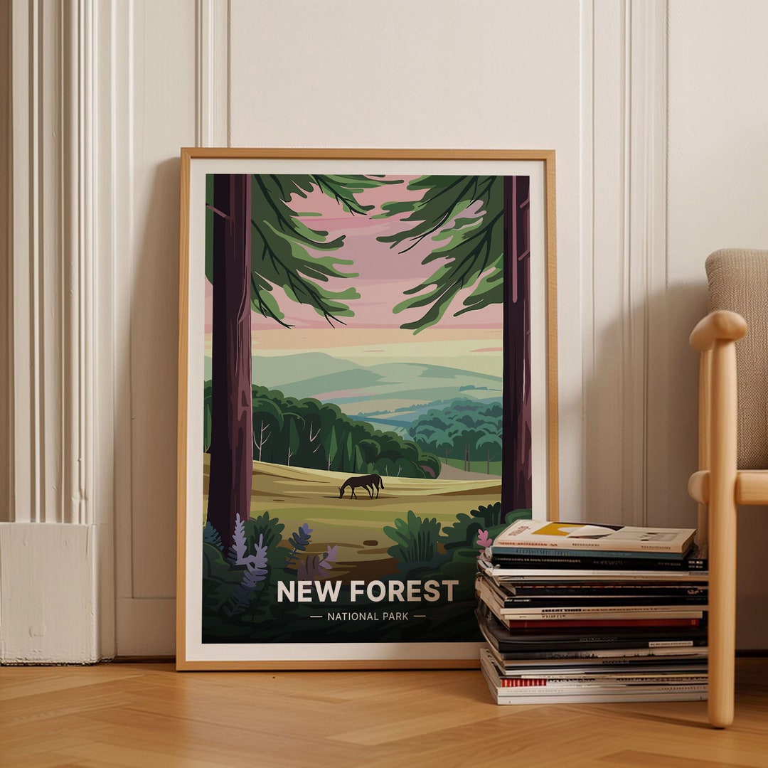 New Forest National Park Travel Poster, English Countryside Wall Art ...