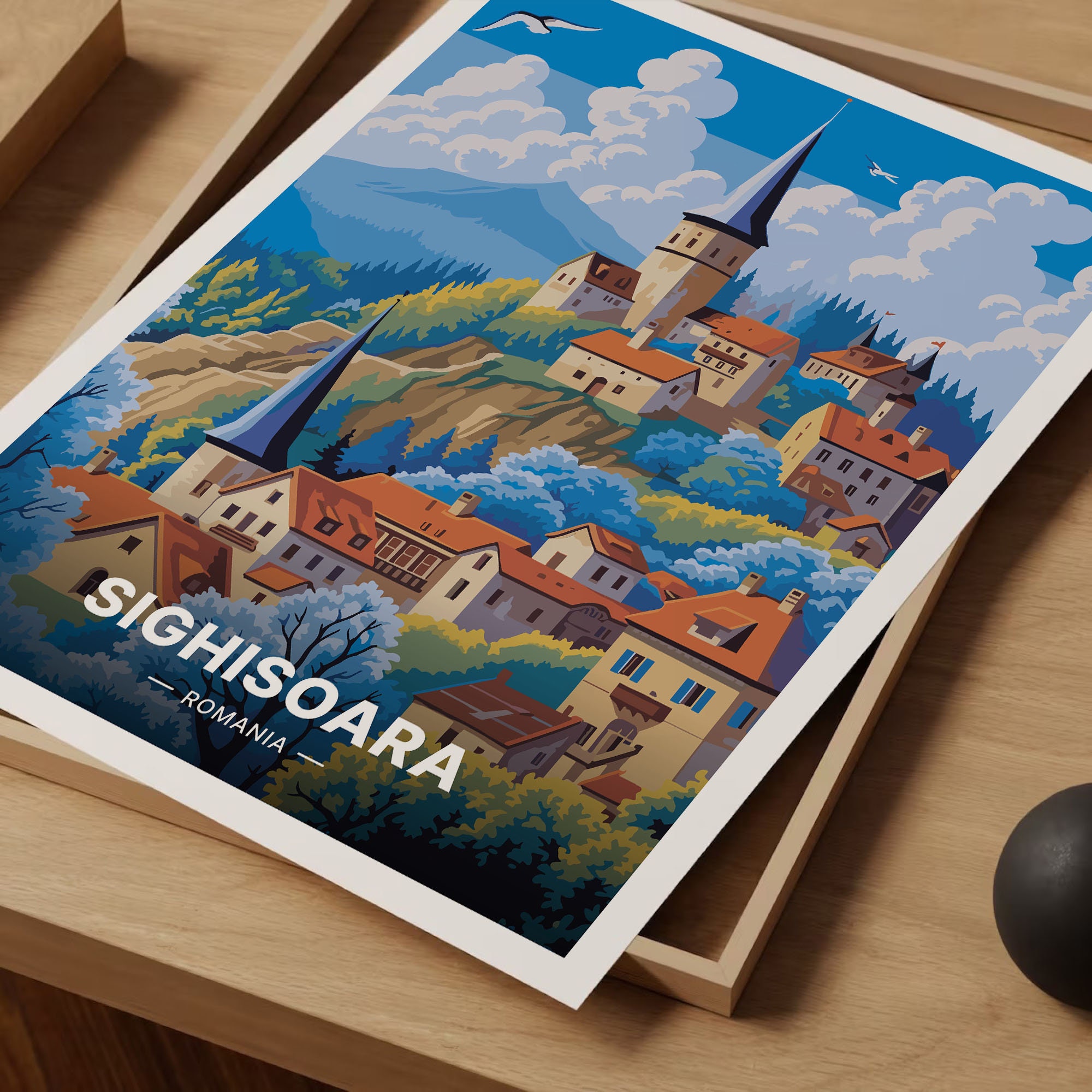 Sighisoara Romania Poster, Travel Wall Art, Cityscape Home Decor ...