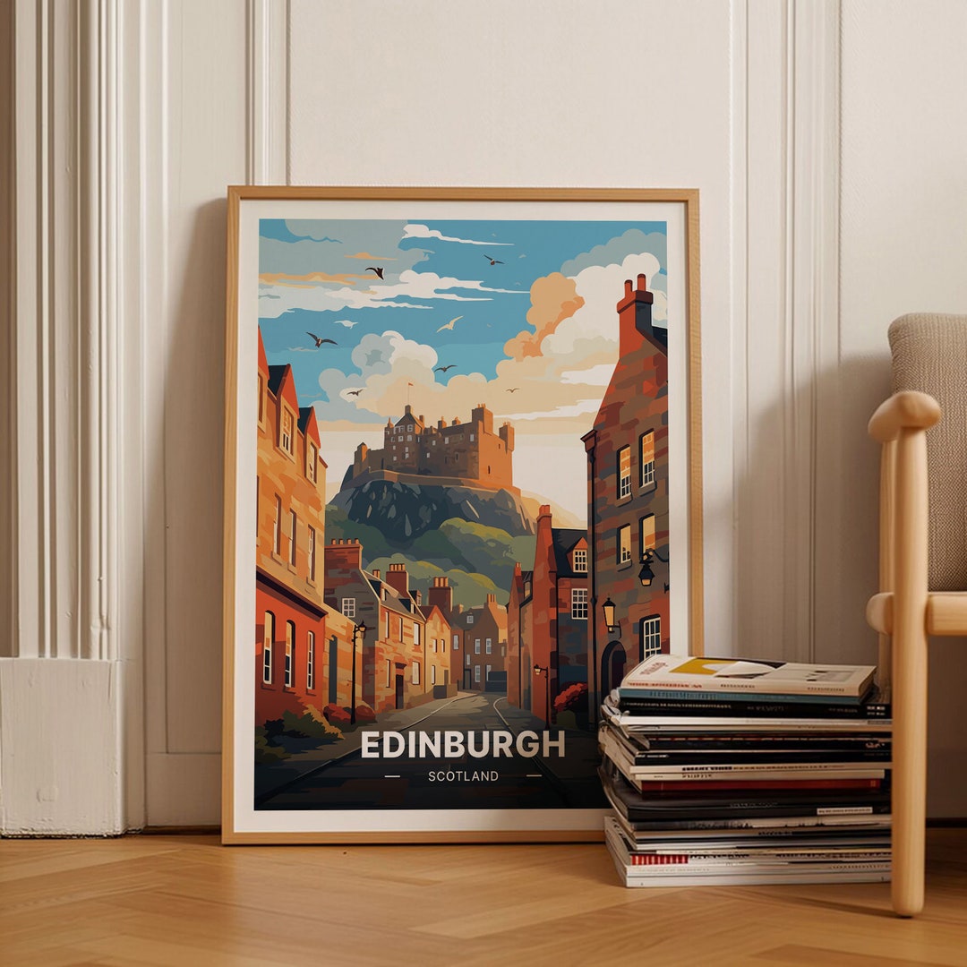 Edinburgh Cityscape Poster, European City Art, Scotland Travel Decor ...