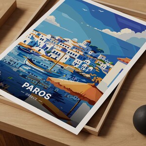 Paros Greece Travel Poster, Unique Wedding Gift, Birthday Present, Home ...