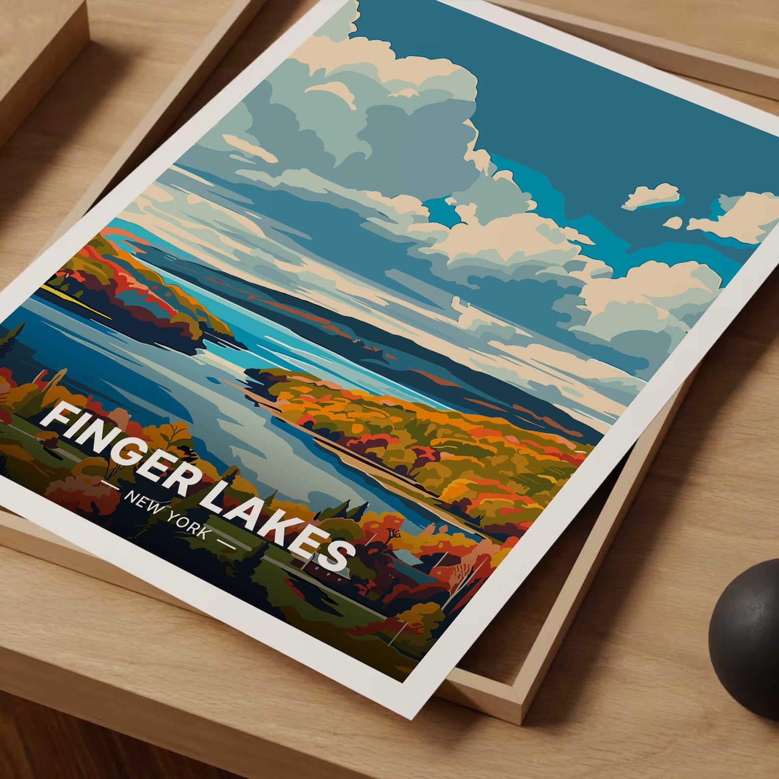 Finger Lakes Travel Poster, New York Landscape Art, C20-278 - Etsy