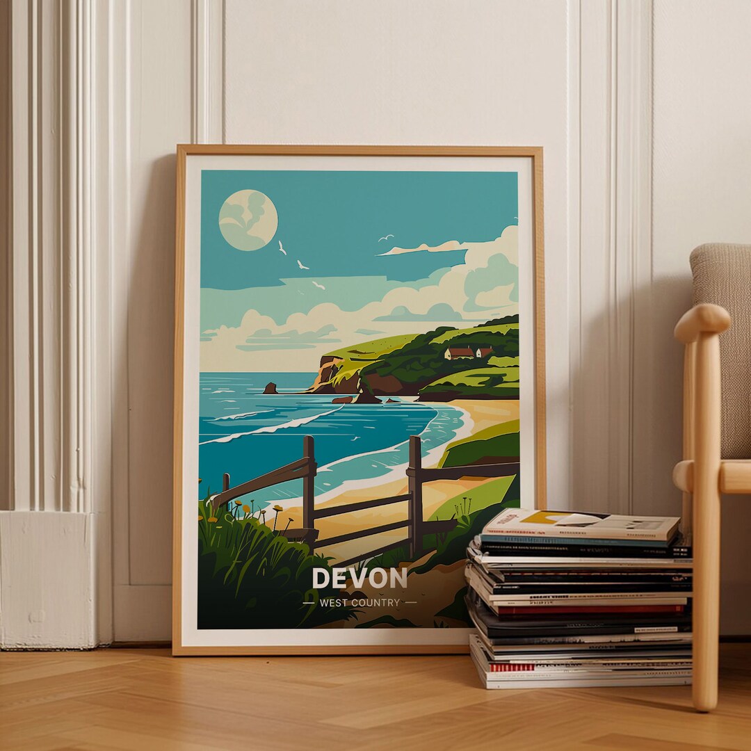 Devon Travel Poster, West Country Wall Art, Unique Home Decor ...