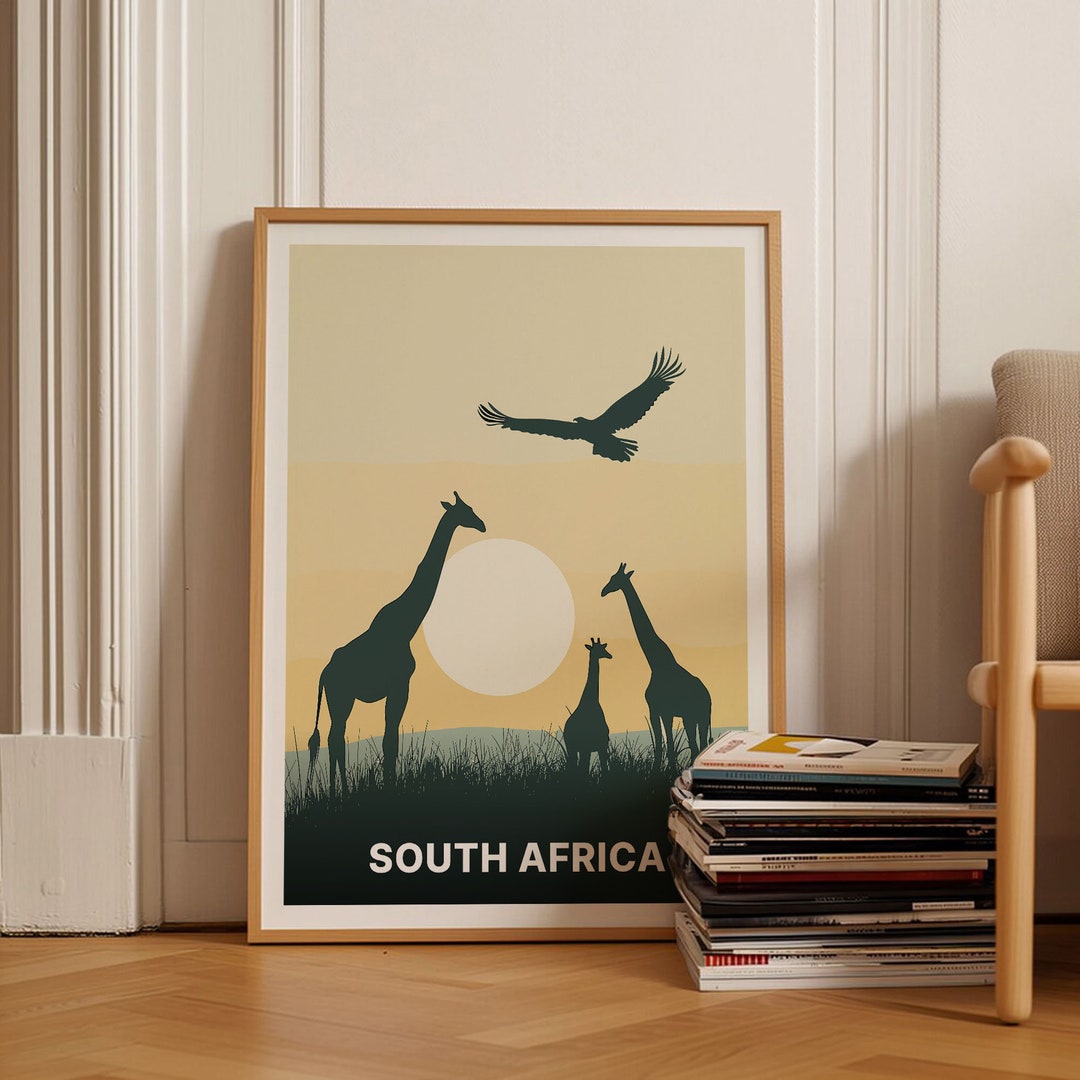 South Africa Travel Poster, Retro African Giraffe Print, C20-989 - Etsy