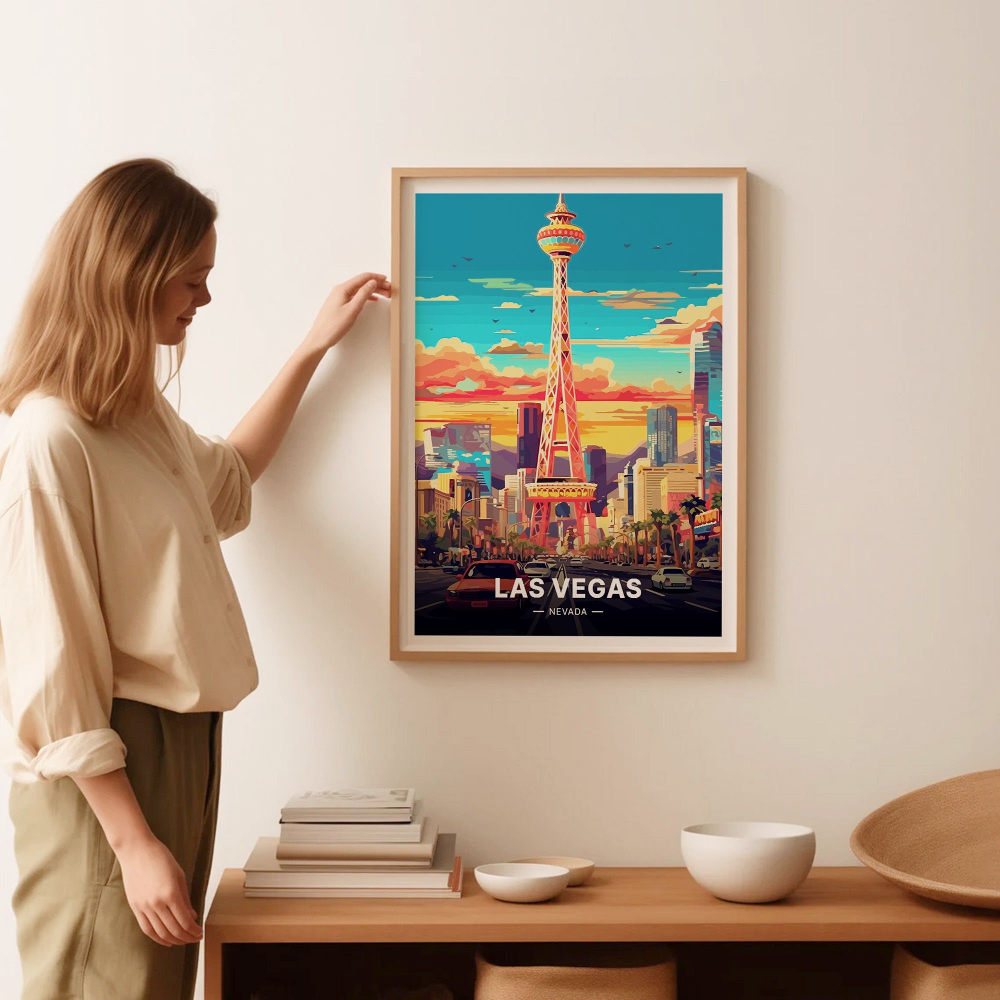 Las Vegas Travel Poster, Nevada Art, Scenic Wall Art, Gift for Travel ...