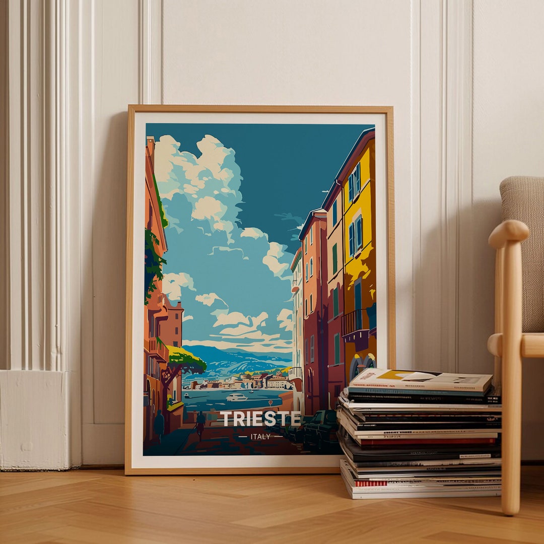 Trieste Italy Travel Poster, Vintage Style Wall Art, Italian Coastal ...