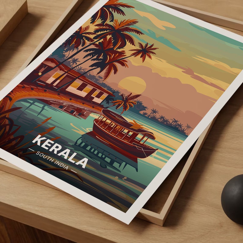 Kerala Scenic Travel Poster - South India Attractions, Alleppey ...