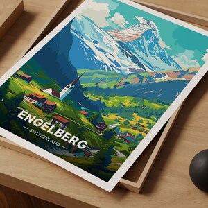 Switzerland Engelberg Travel Poster, Swiss Alps Wall Art, Scenic ...