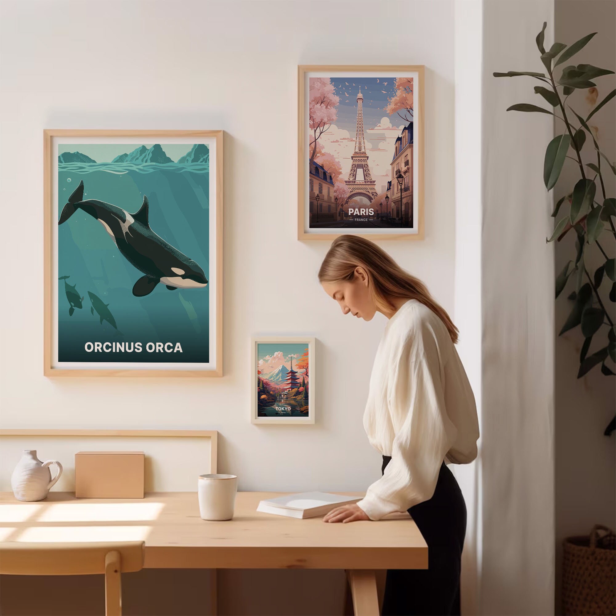 Orca Killer Whale Poster, Nautical Ocean Theme, Minimalist Sea Life Art ...