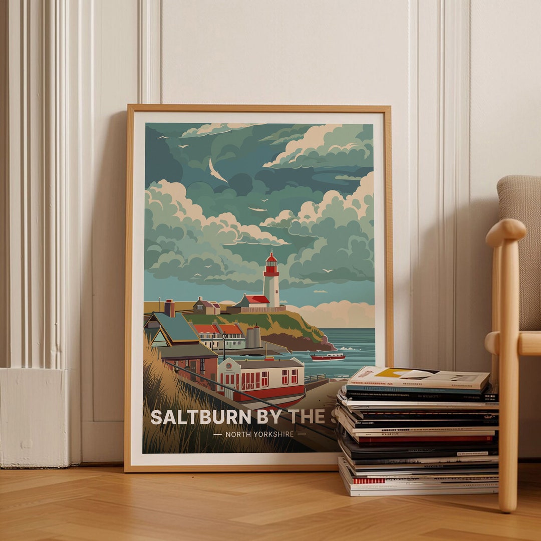 Saltburn-by-the-sea Vintage Travel Poster, Yorkshire Seaside & Railway ...