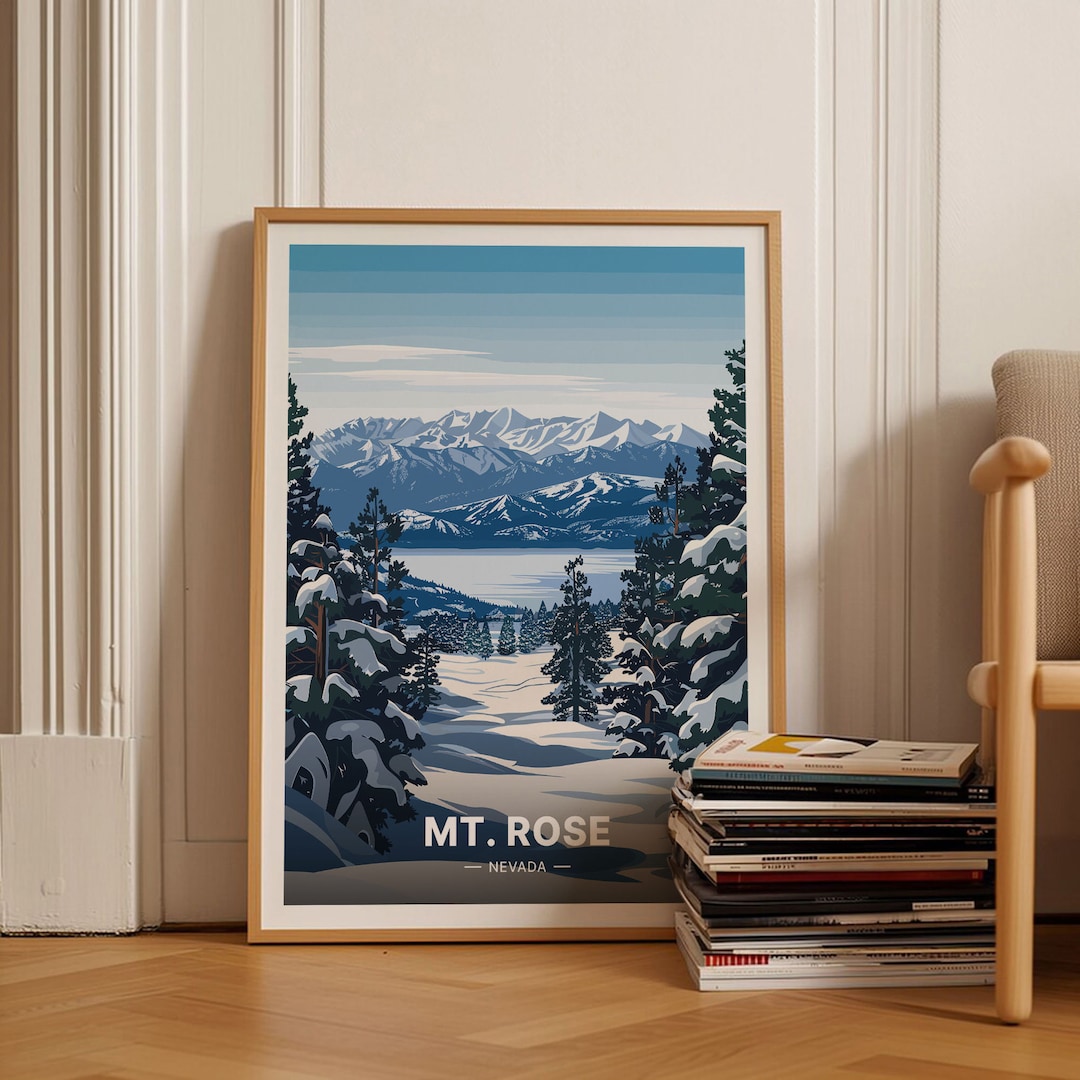 Mount Rose Ski Tahoe Poster, Sierra Nevada Travel Art, Reno ...