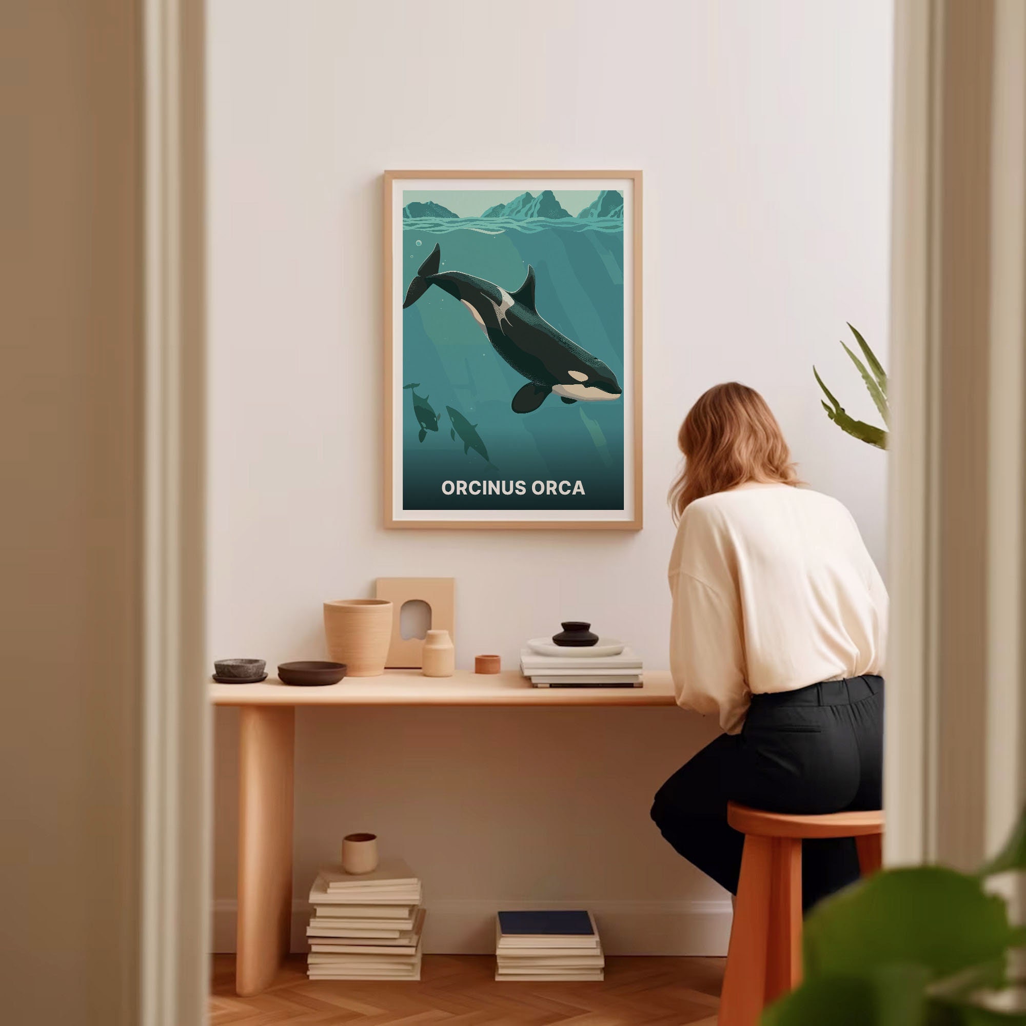 Orca Killer Whale Poster, Nautical Ocean Theme, Minimalist Sea Life Art ...