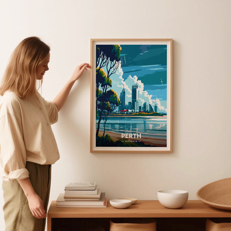 Perth Australia Skyline Art Print, Travel Poster, C20-366 - Etsy Australia