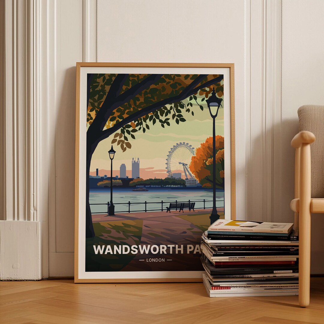London Park Travel Poster - Wandsworth, Putney, River Thames, Richmond ...