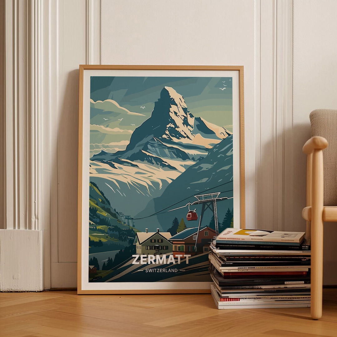 Swiss Alps Zermatt Travel Poster, Switzerland Landscape Wall Art ...