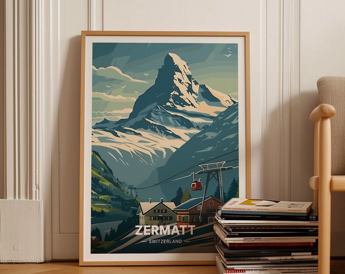 Zermatt Poster Print Zermatt Wall Art Switzerland Ski Poster Art ...